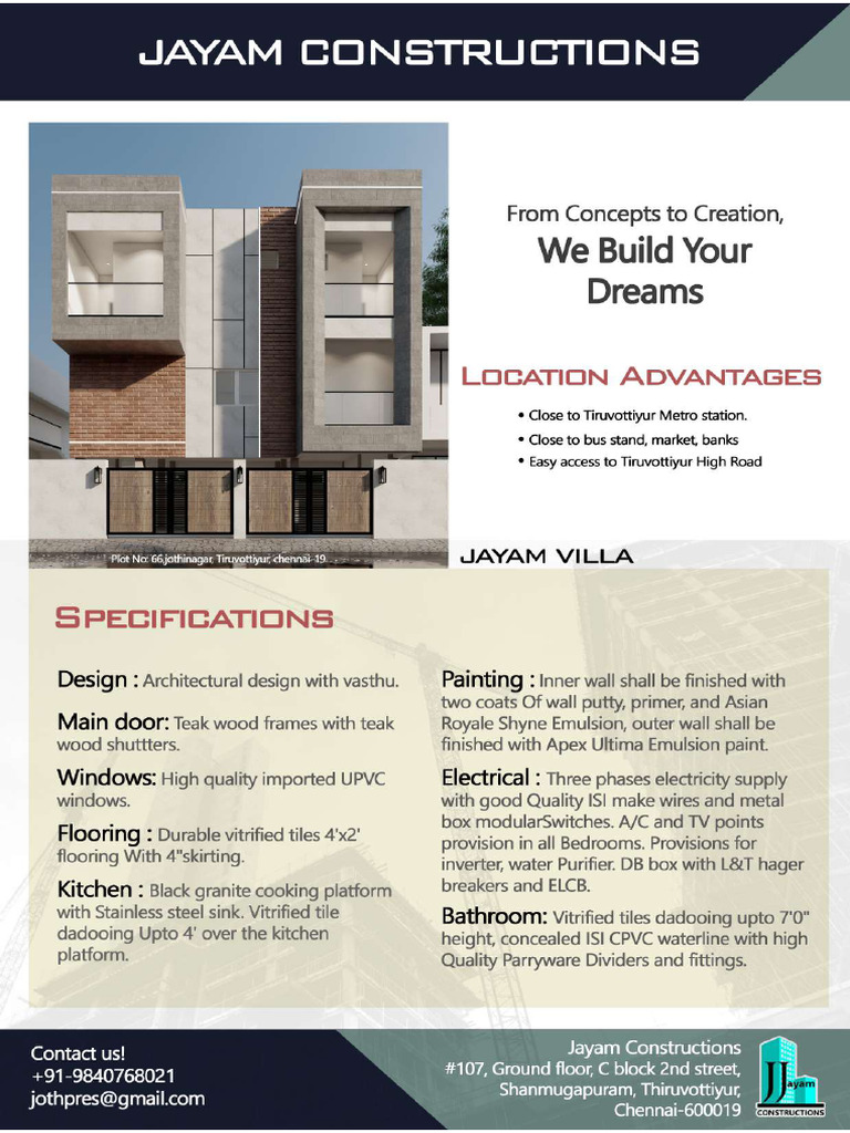 Jayam Villa-Jothi Nagar Front Elevation | PDF