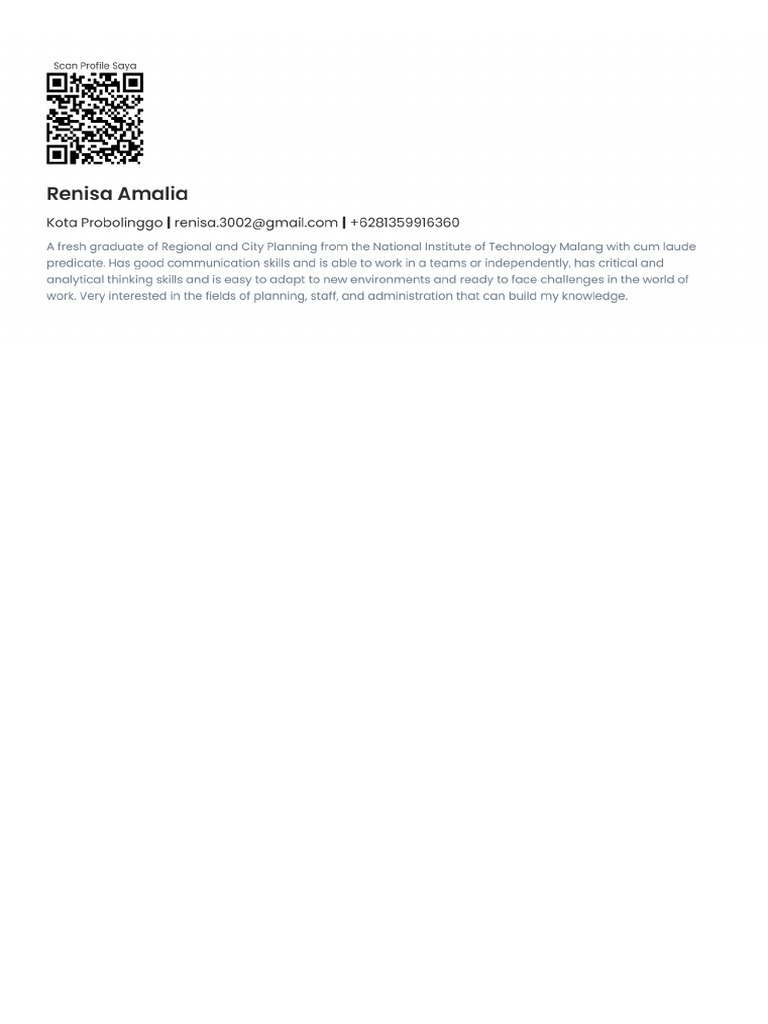 CV - Renisa Amalia | PDF