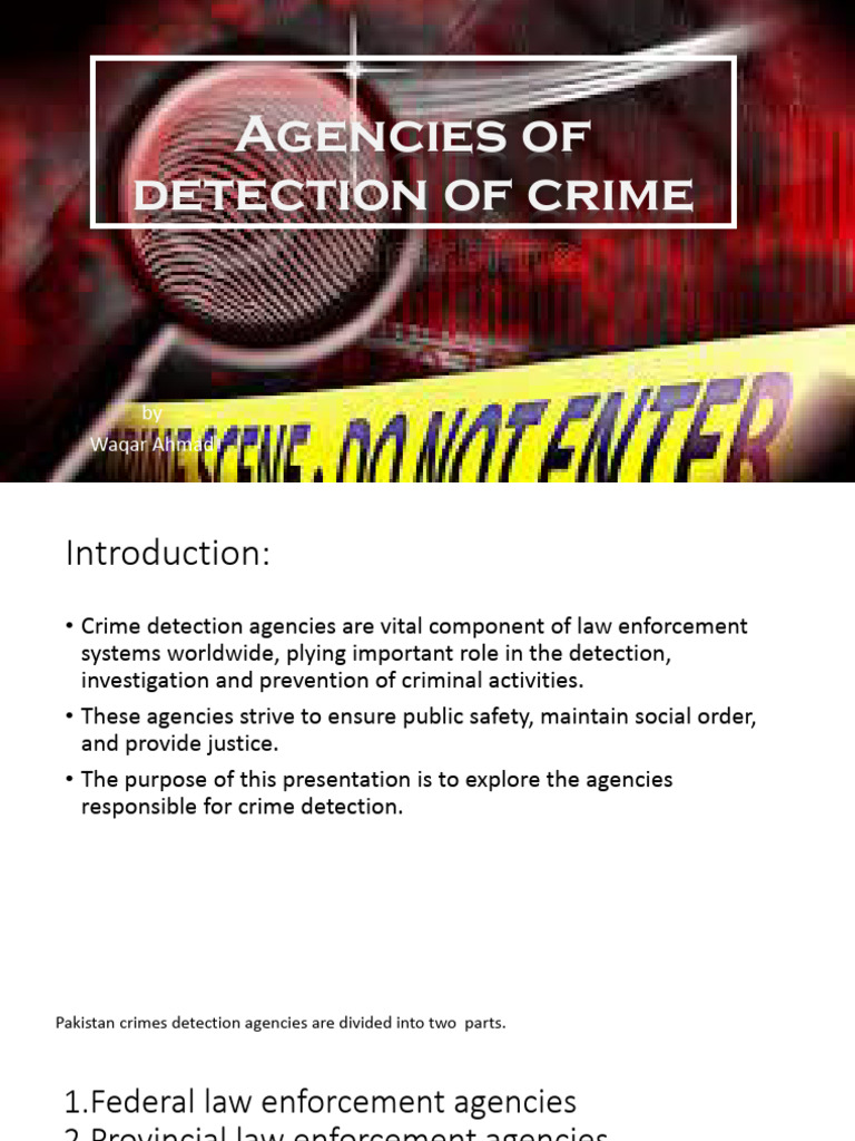 agencies of detection of crimes | PDF