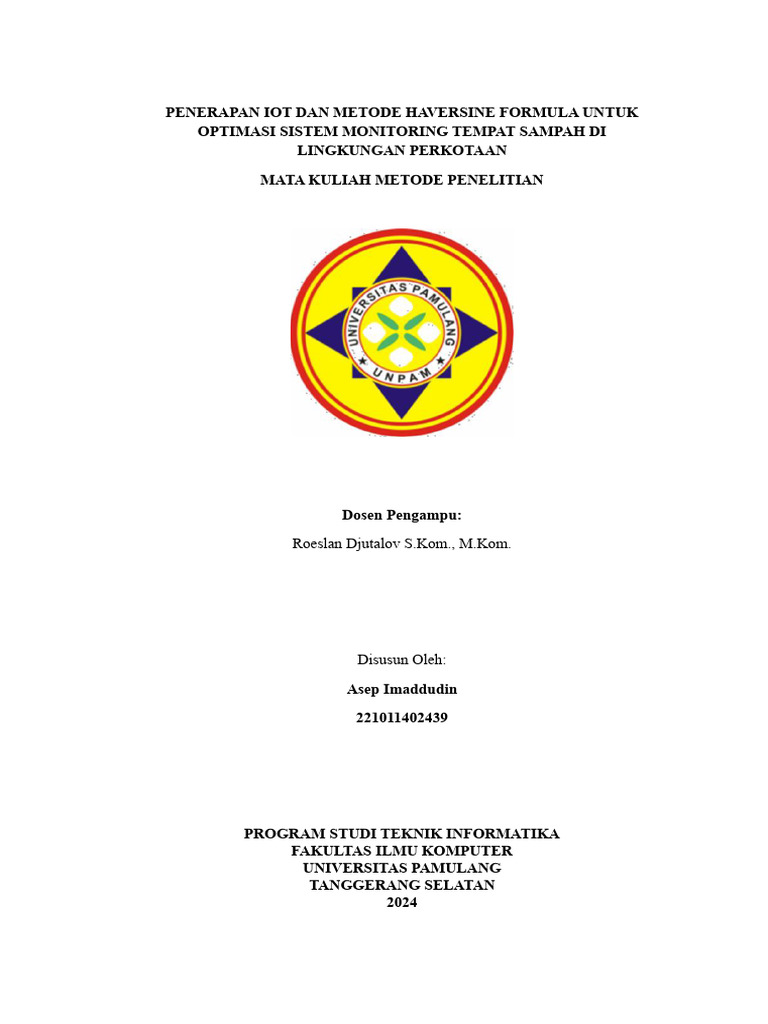 Penerapan Iot Dan Metode Haversine Formula Untuk Optimasi Sistem ...