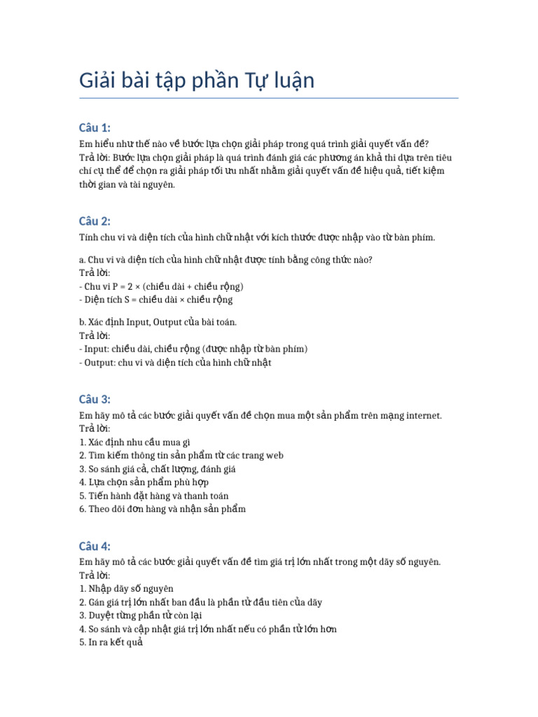 Giai Bai Tap Tu Luan | PDF