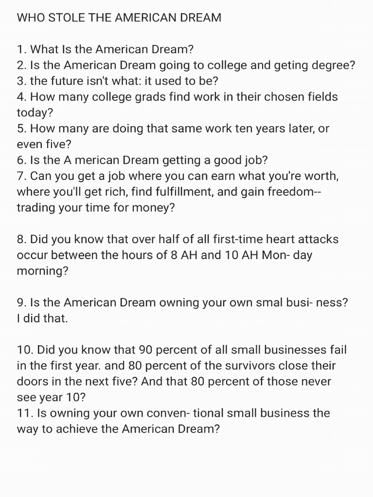 Who Stole The American Dream | PDF