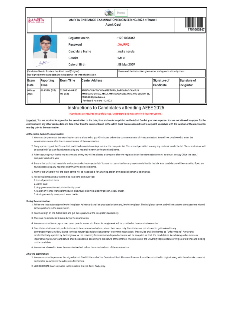 Admit Card (1) | PDF