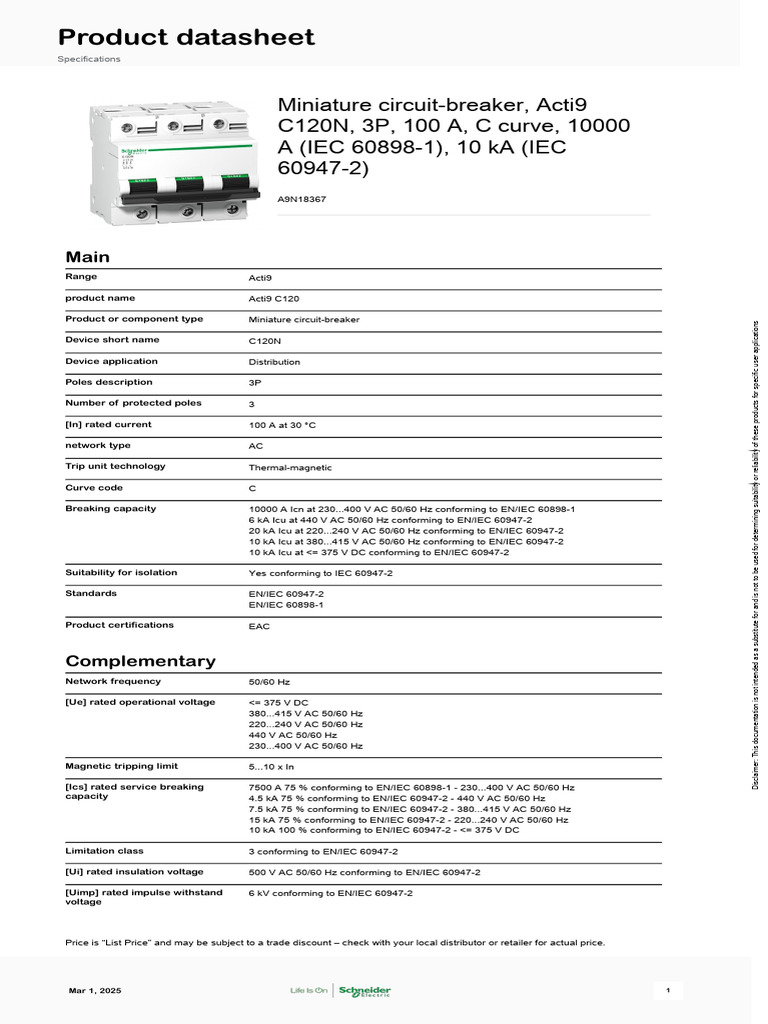 Schneider Electric - C120 - A9N18367 | PDF | Electrical Engineering ...
