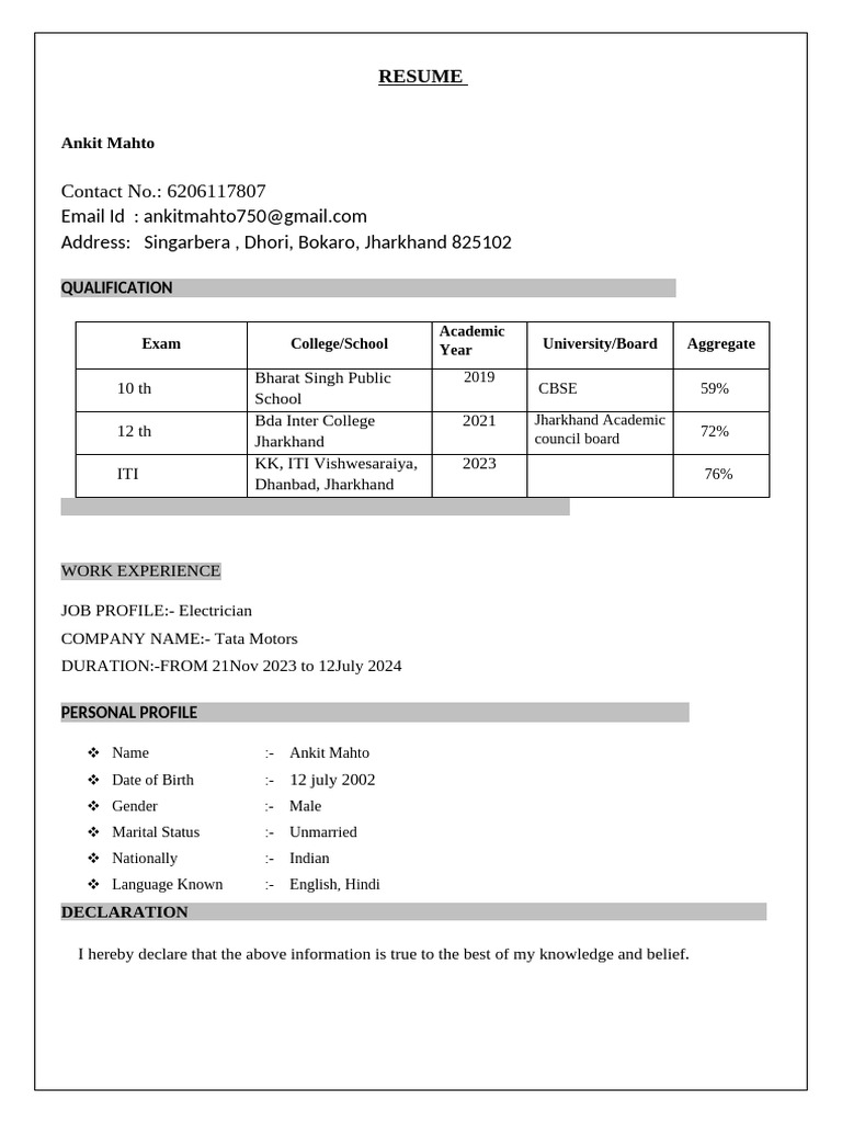 Ankit Resume | PDF