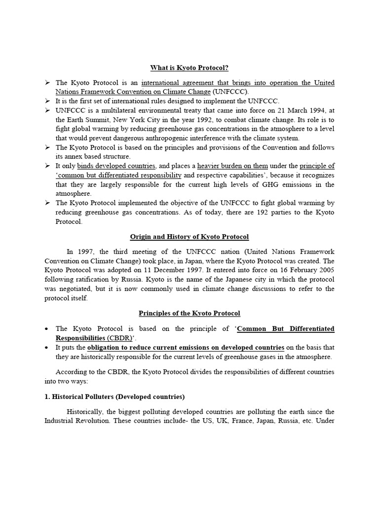 Kyoto Protocol Notes (1) | PDF | Kyoto Protocol | United Nations ...
