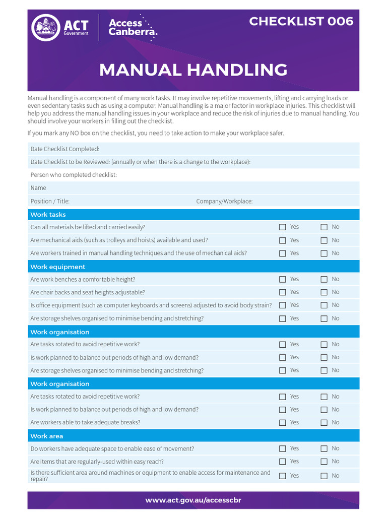 Checklist006-Manualhandling | PDF