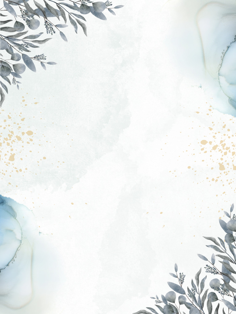 Abu-Abu Biru Floral Watercolor Undangan Pernikahan PDF | PDF
