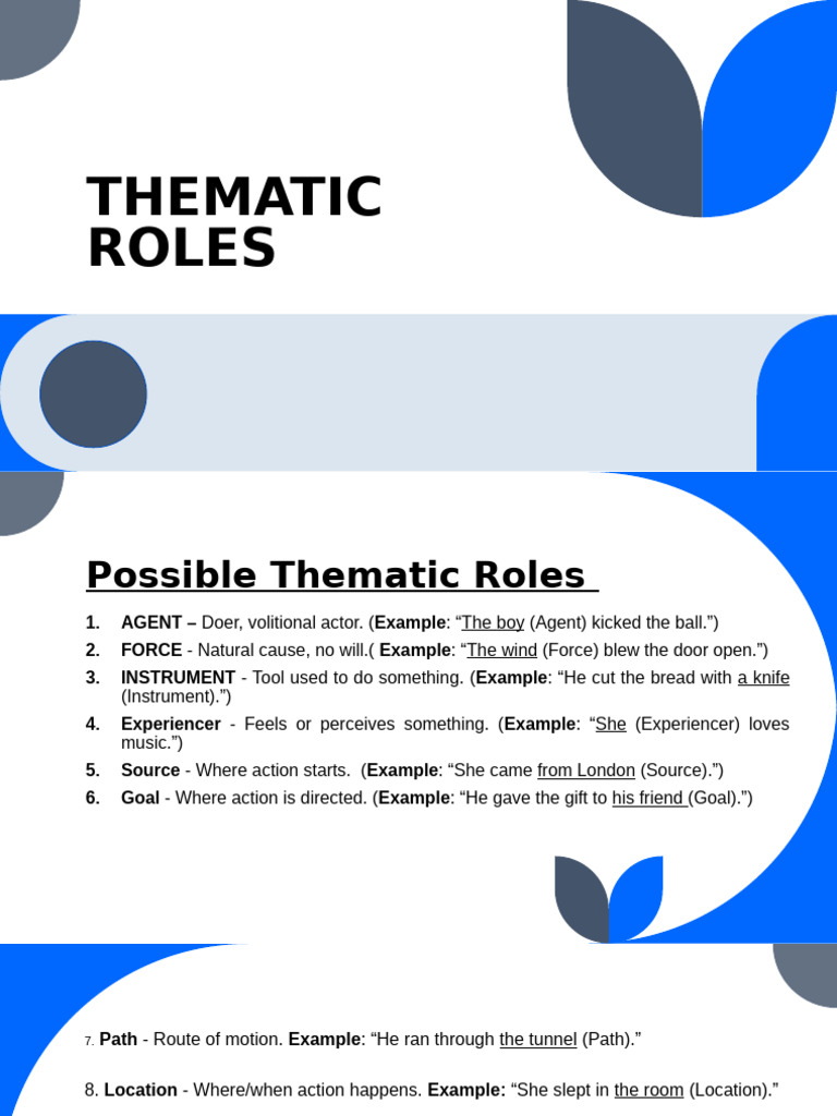 Thematic Roles | PDF