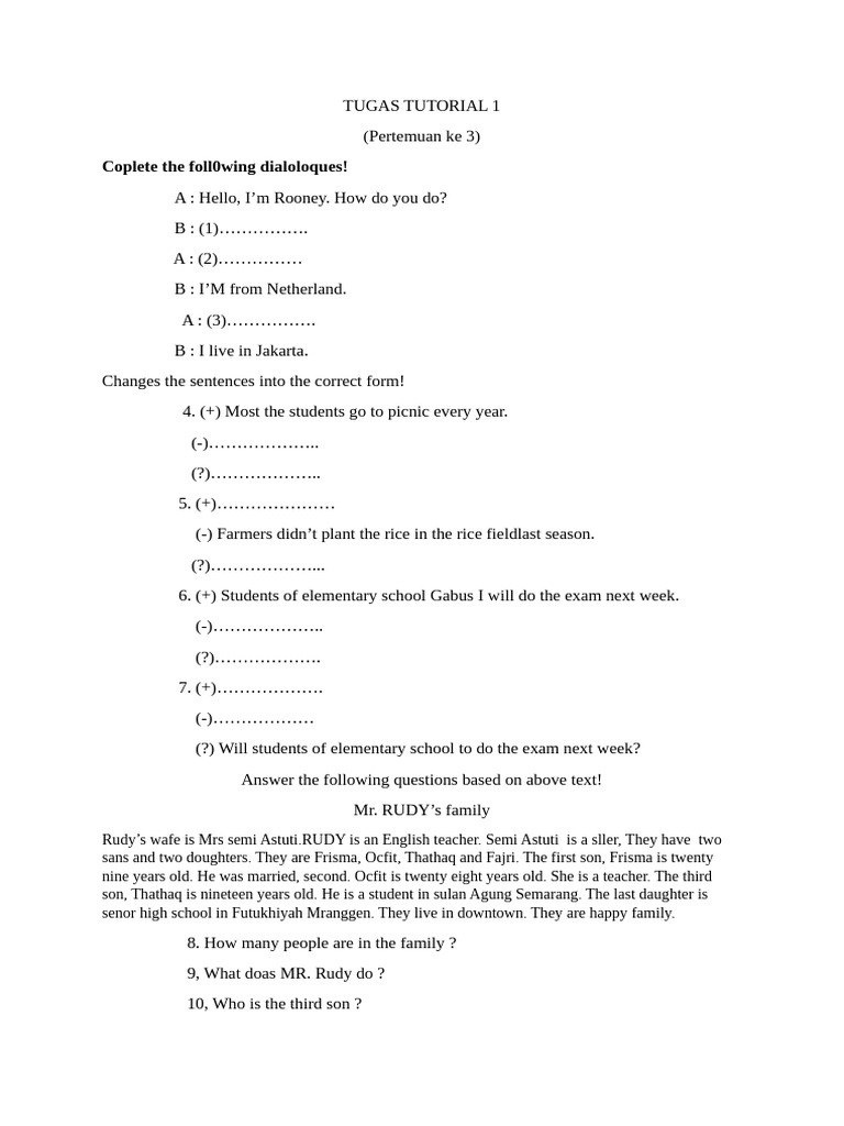 TUGAS TUTORIAL 1 B ING | PDF