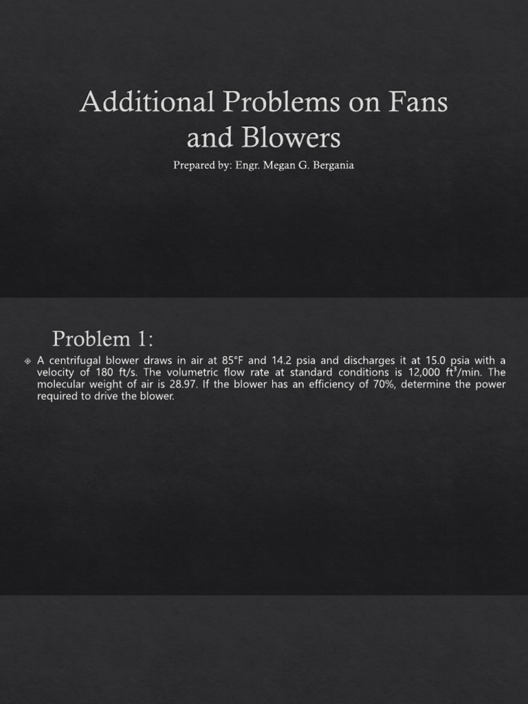 Additional Problems On Fans and Blowers | PDF