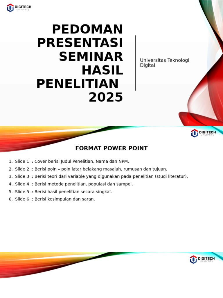 Panduan Presentasi Seminar Hasil Penelitian 2025 | PDF