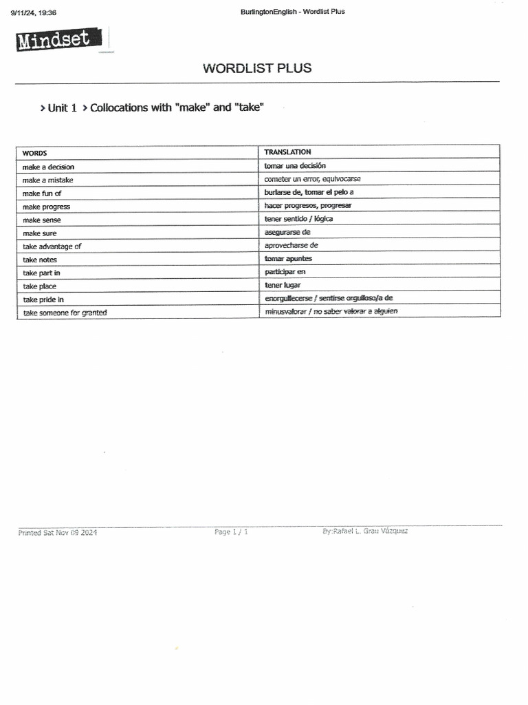 Unit 1 Collocations | PDF