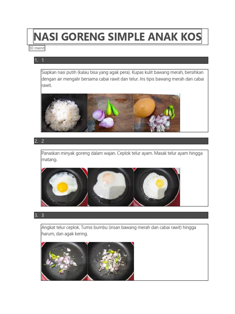 Nasi Goreng Simple Anak Kos | PDF