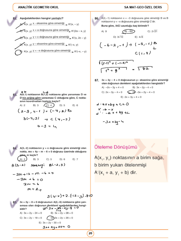 Analitik - Geometri - Okul (1) TUe | PDF