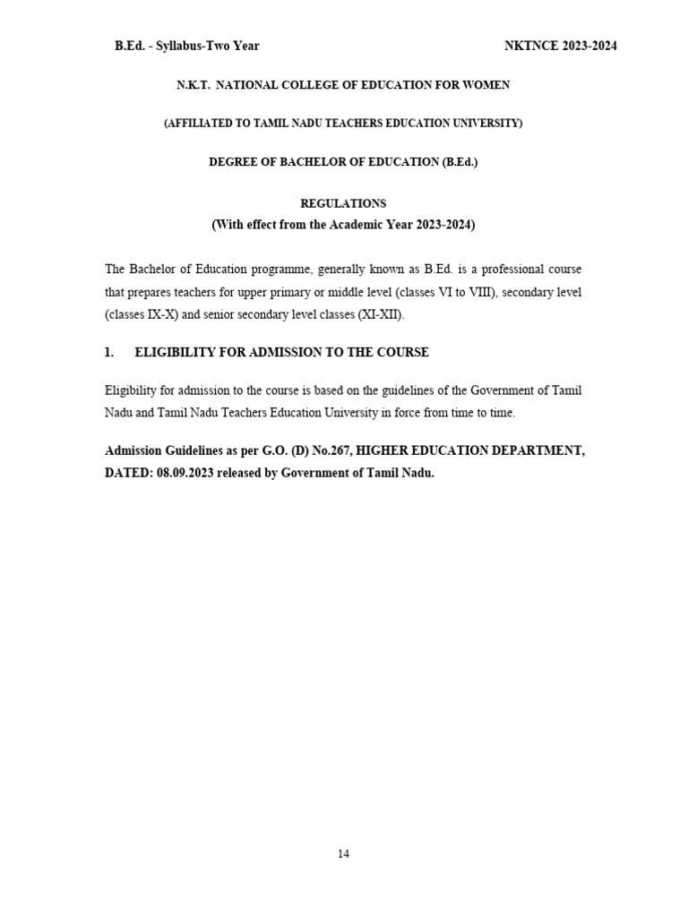 B.Ed. Syllabus 2023-2024 Overview | PDF | Curriculum | Pedagogy