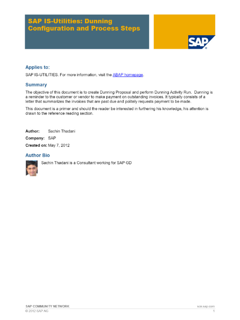 SAP IS-Utilities - Dunning Configuration and - Sap-Is-Utilities-Dunning-Configuration-And - PDF ...