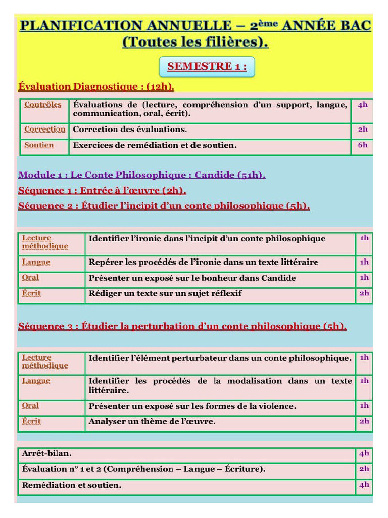 Planification 2eme Bac - 030308 | PDF