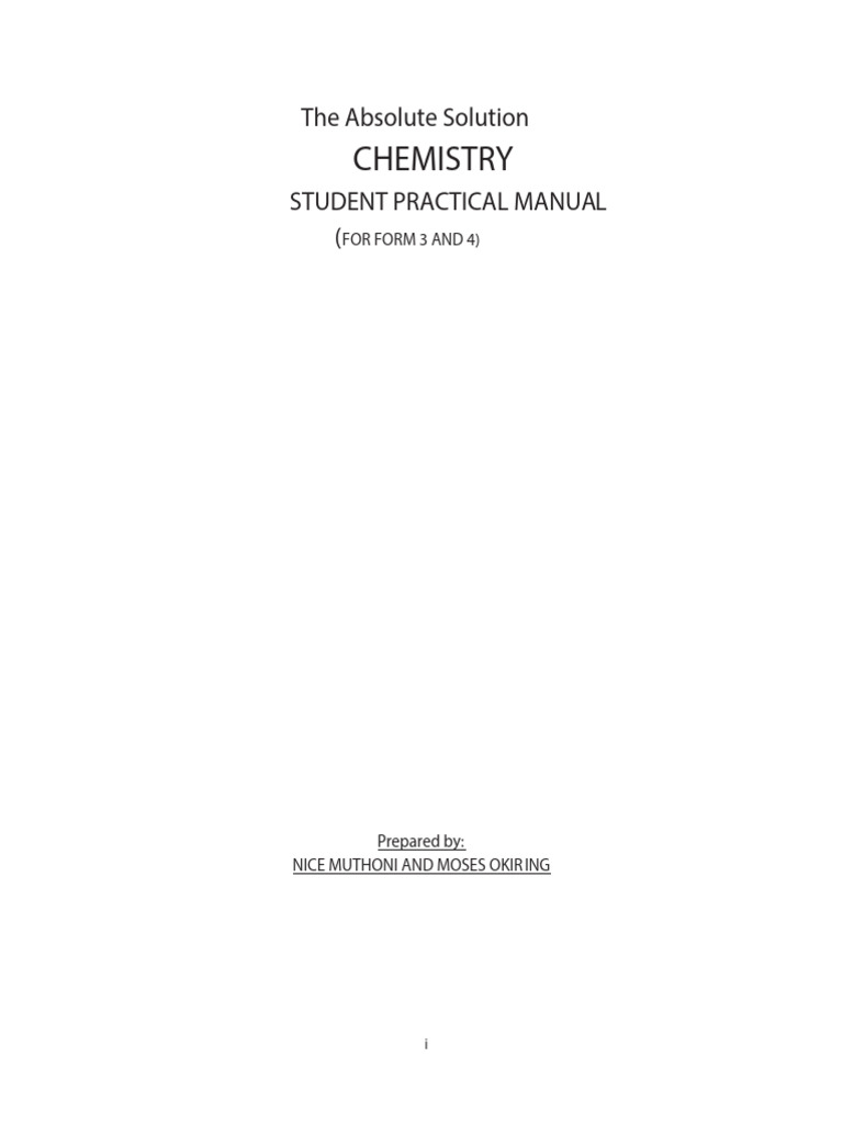 Chemistry Practical Manual for Form 3-4 | PDF | Salt (Chemistry ...