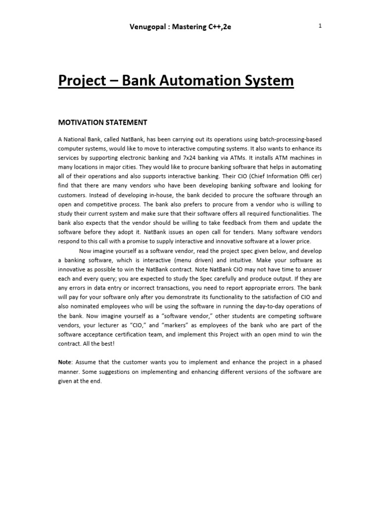 Project On Bank Automation System | PDF | Class (Computer Programming ...