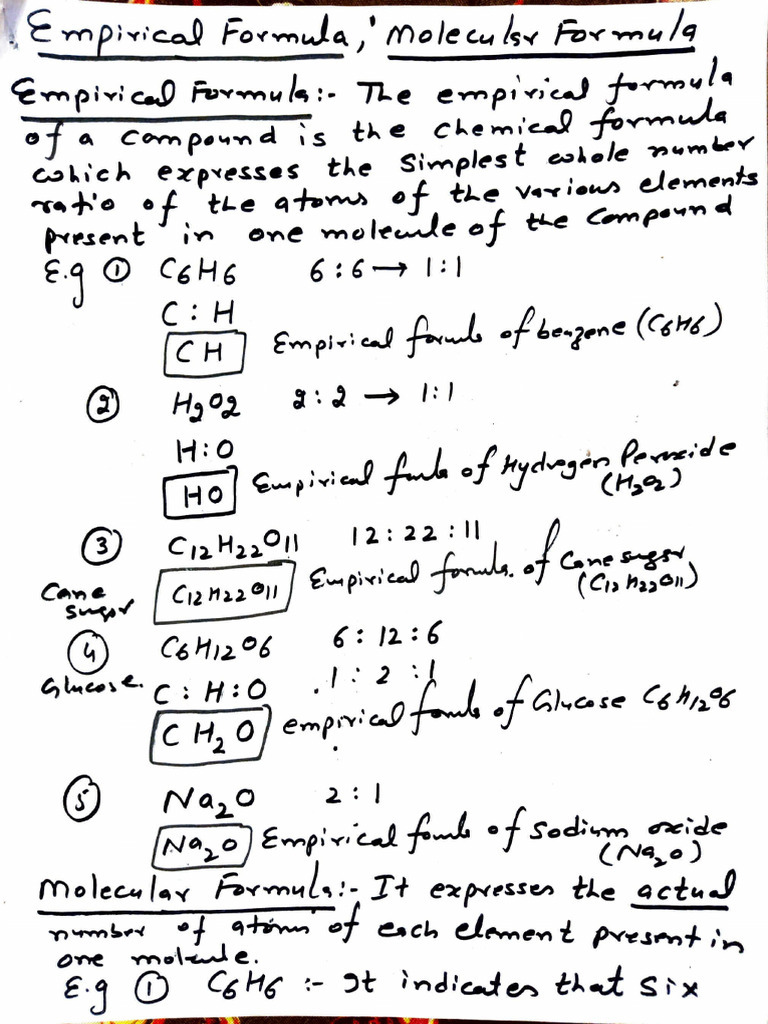 Empirical and Molecular Formulas Explained | PDF | Chemistry | Physical ...