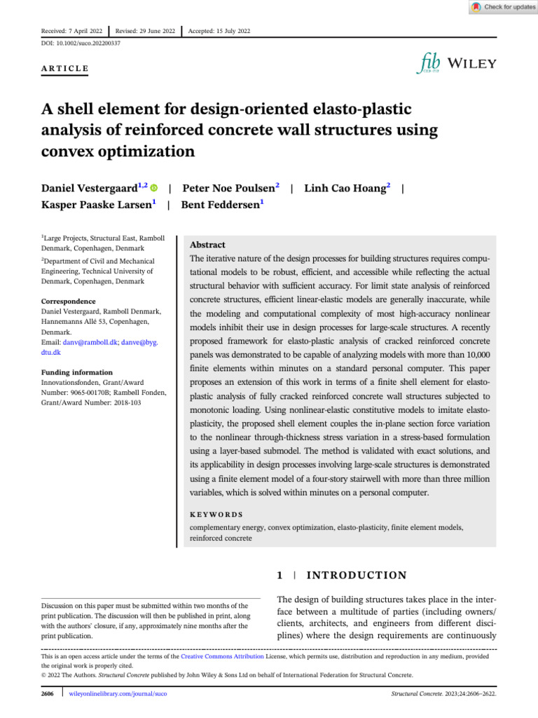 2022 A Shell Element For Design Oriented Elasto Plastic Analysis of Reinforced Concrete Wall ...