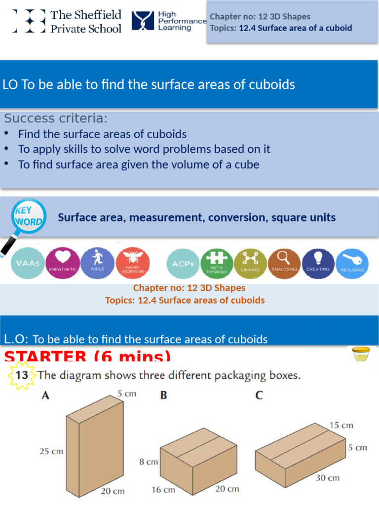 12.4 Surface Area of A Cuboid | PDF | Volume | Area