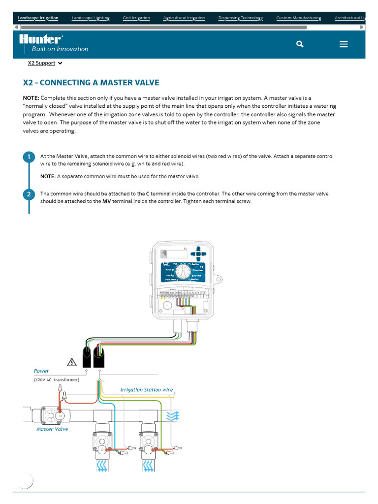 X2 - Connecting A Master Valve - Hunter Industries | PDF