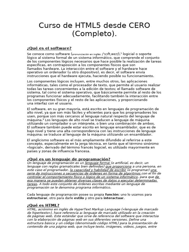 Soy Dalto. Curso de HTML5 Desde CERO (Completo) . | PDF | HTML | Software