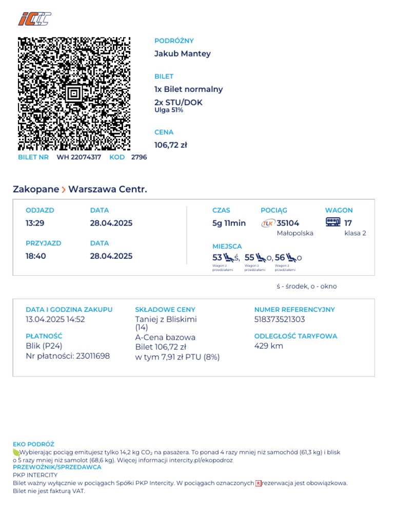 Bilet WH 22074317 | PDF