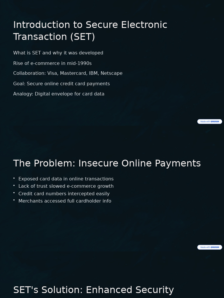 Introduction To Secure Electronic Transaction SET | PDF | Public Key ...