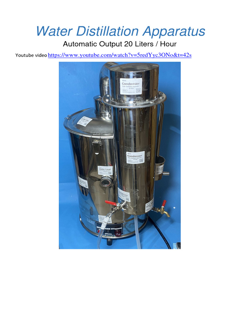 20L/H Water Distillation Setup Guide | PDF | Water | Distillation