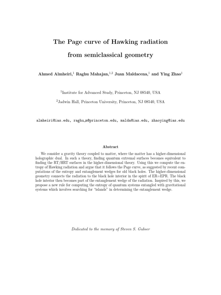 Hawking Radiation 2024 Paper | PDF | Black Hole | Hawking Radiation
