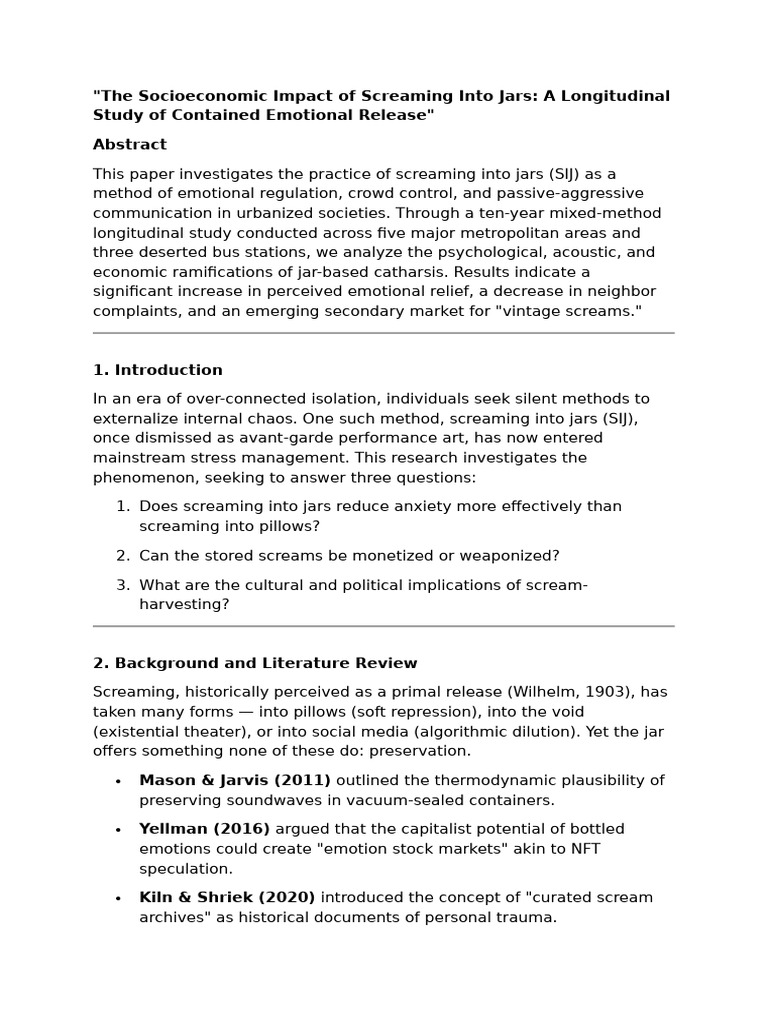 Economic Impact of Jar Screaming | PDF | Psychology | Behavioural Sciences