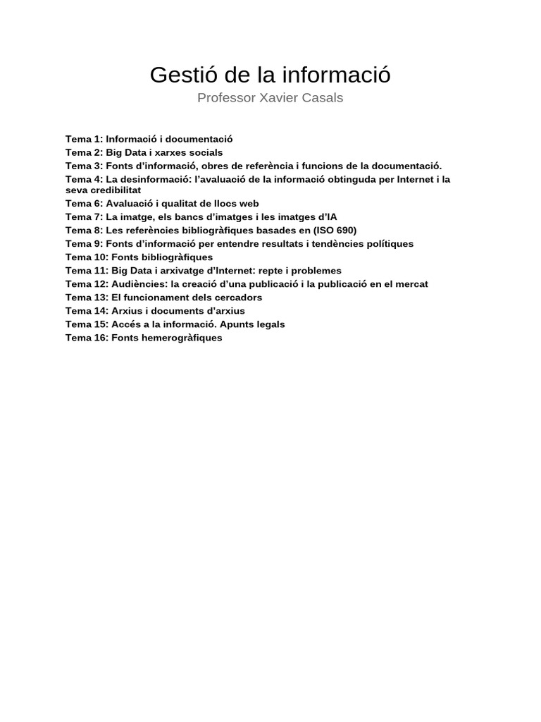 Apunts Nets Gestió de La Informació | PDF