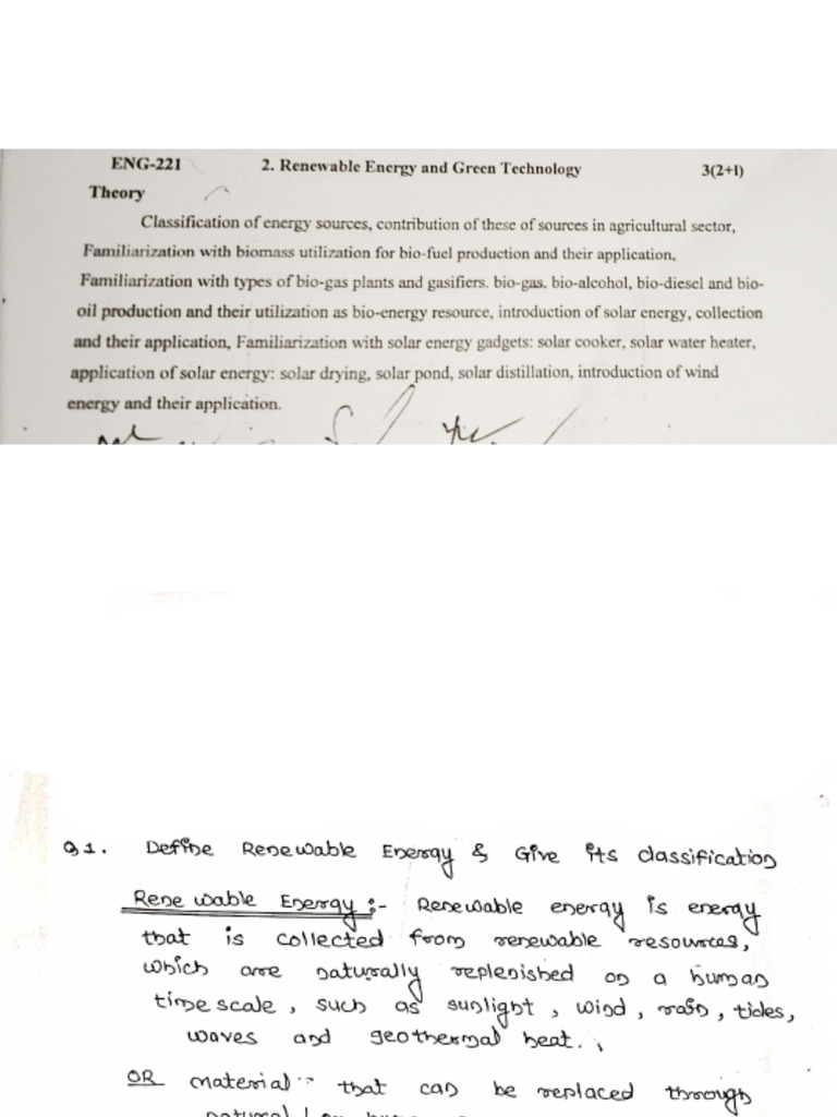 Renewable Energy Notes | PDF