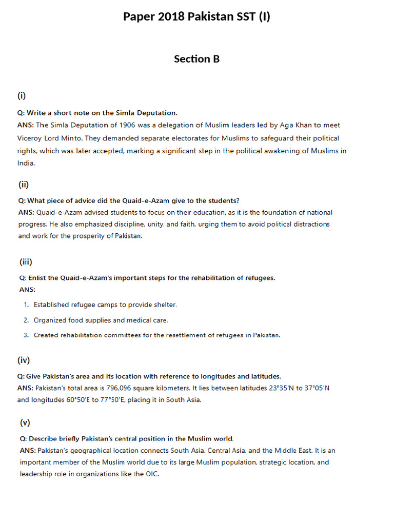 Pak SST Paper 2018 (II) | PDF