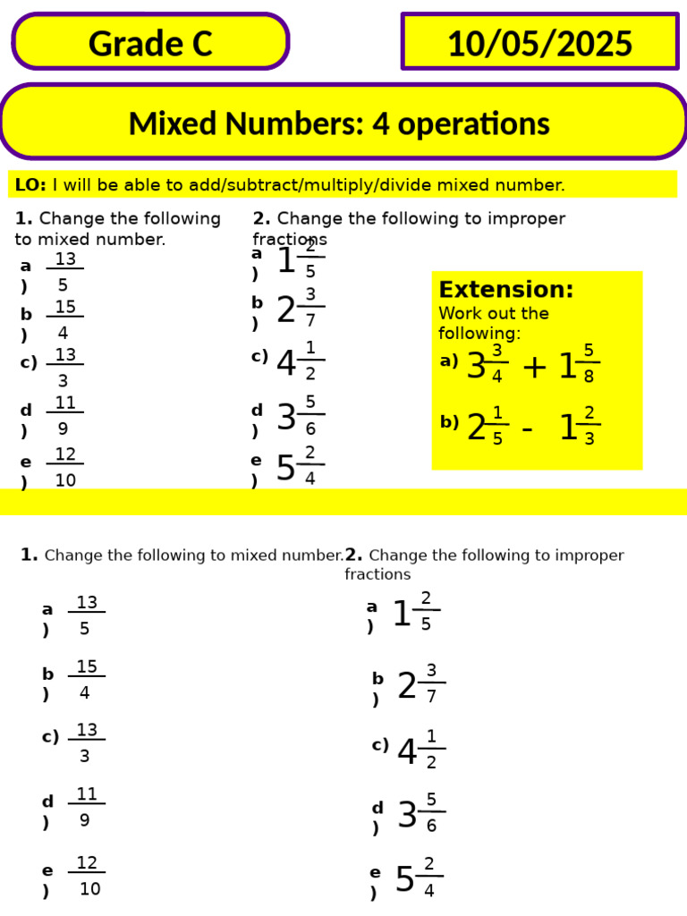 4 Operations Mixed Numbers | PDF | Numbers | Mathematical Notation