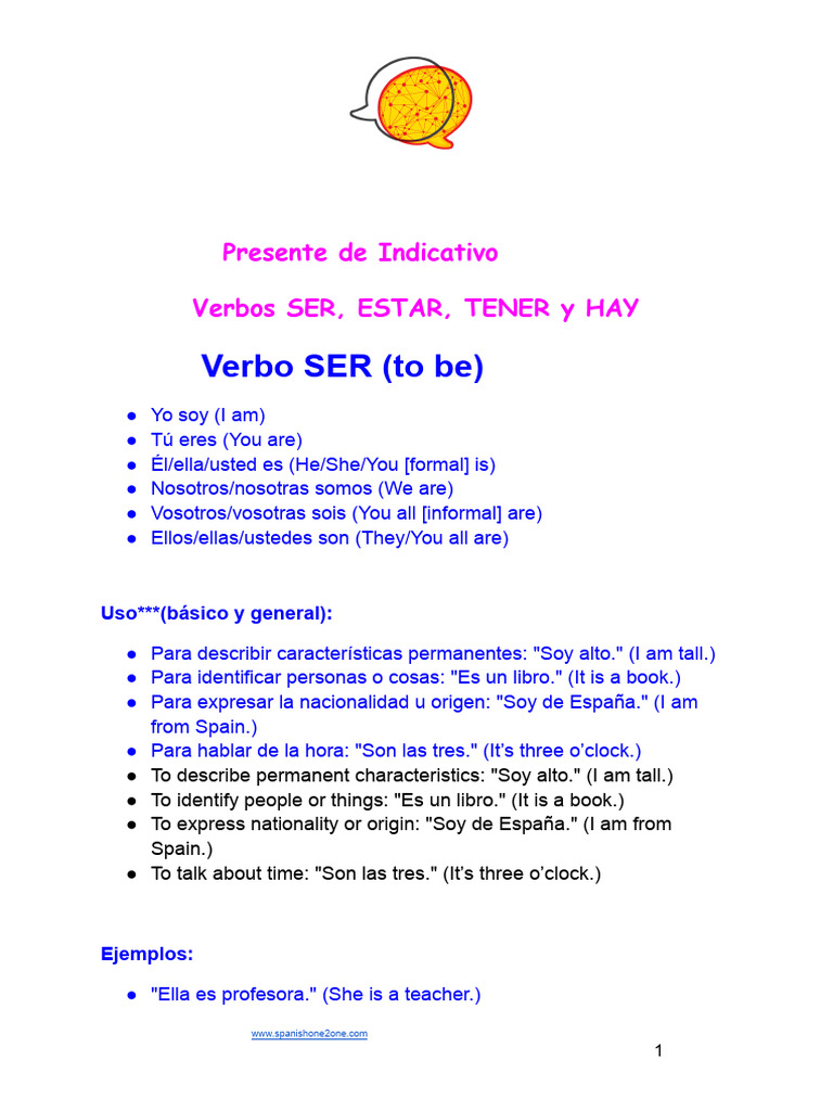 Ser Estar Tener Hay | PDF | Tipología Lingüística | Morfología Lingüística