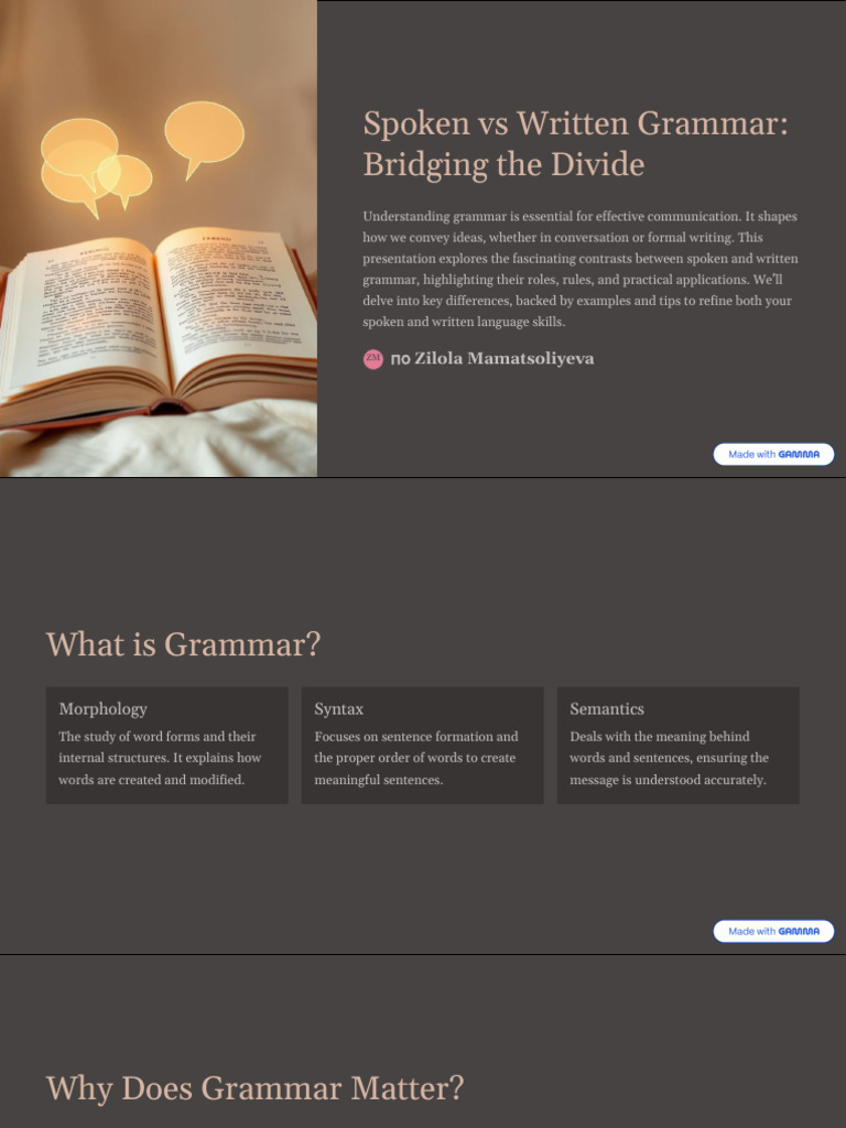 Spoken Vs Written Grammar Bridging The Divide | PDF | Grammar | Semantics