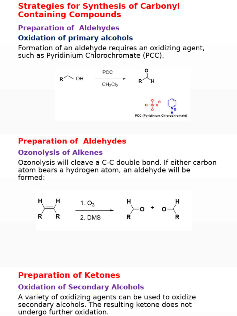 Strategies for Synthesis of Carbonyl Containing Compounds | PDF ...