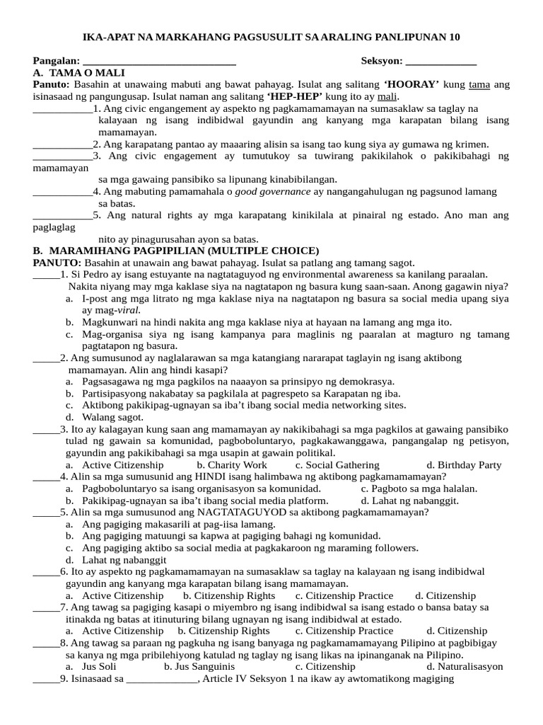 4rth Grading Period | PDF