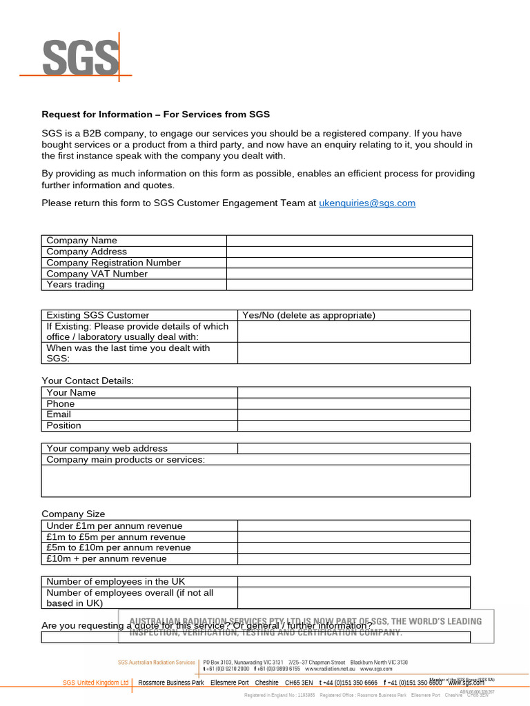 SGS Request For Information | PDF