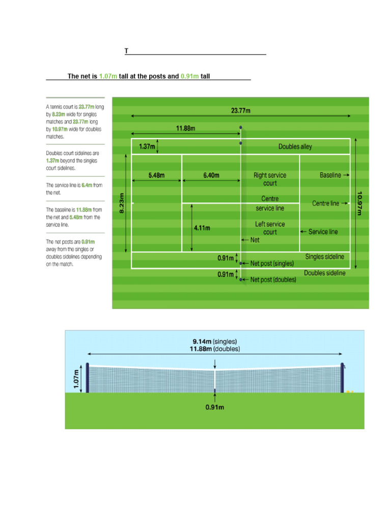 Tennis Court Dimensions and Markings | PDF