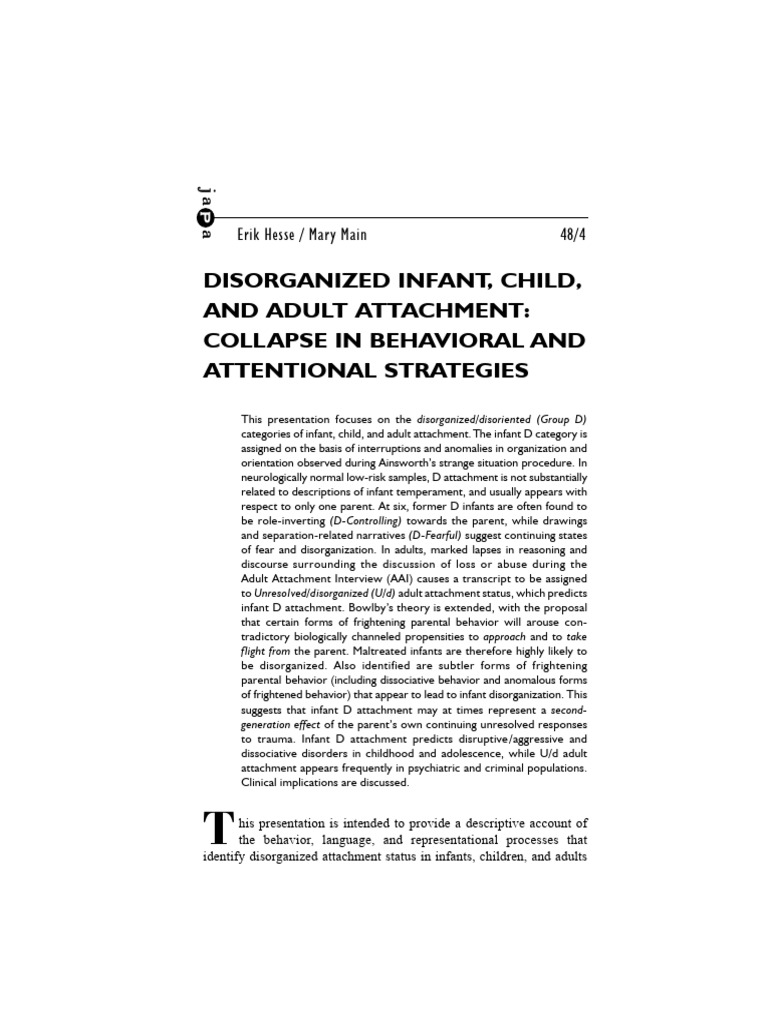 Disorganized Attachment Across Lifespan | PDF | Attachment Theory ...