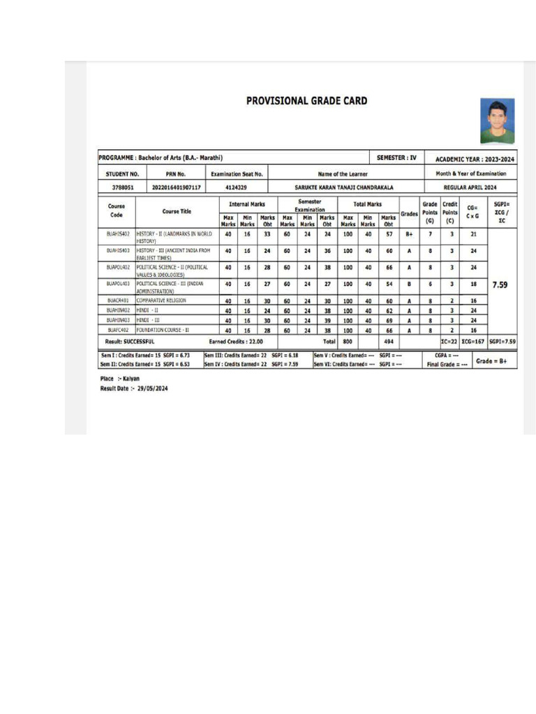 Marksheet of Last Examination Passed | PDF