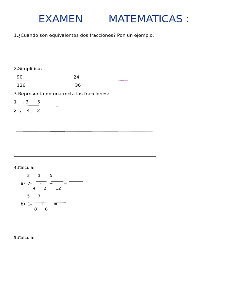 Examen Matematicas | PDF
