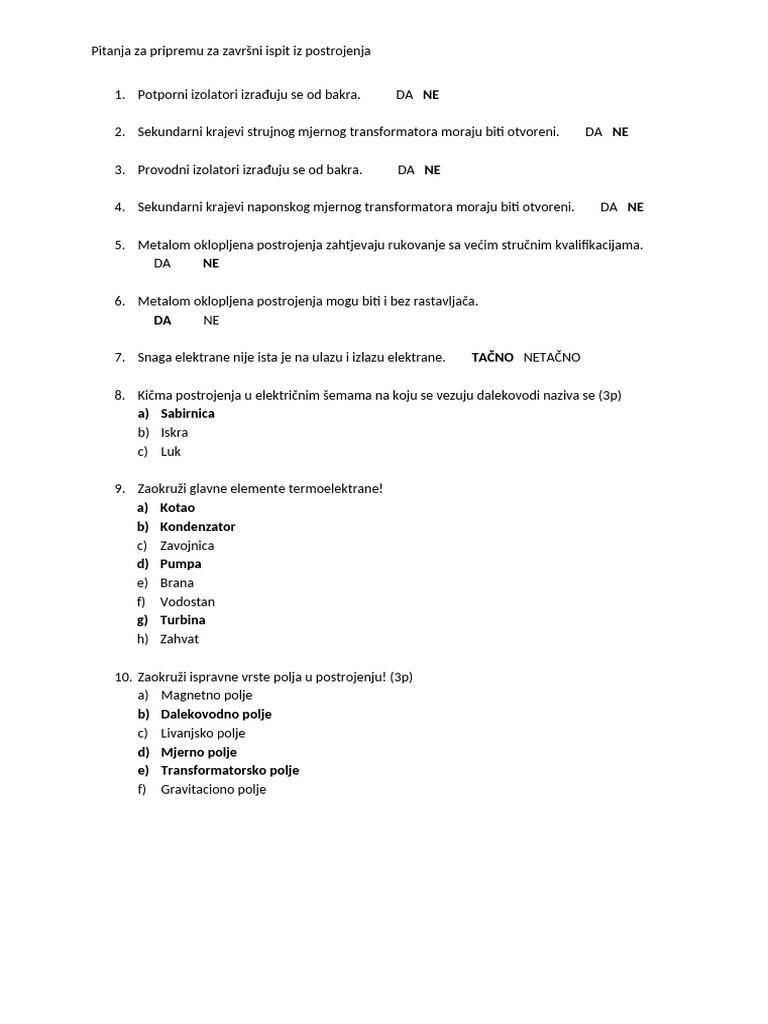 Zavrsni Ispit Iz Postrojenja Za Srednju Skolu | PDF