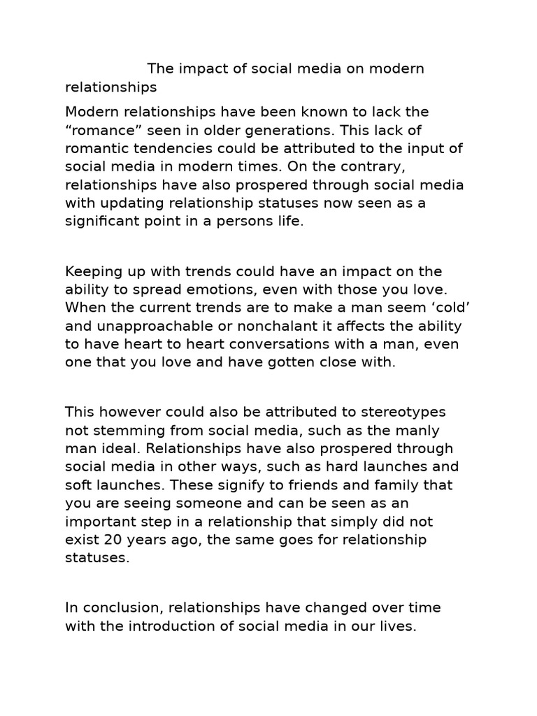 The Impact of Social Media On Modern Relationships | PDF
