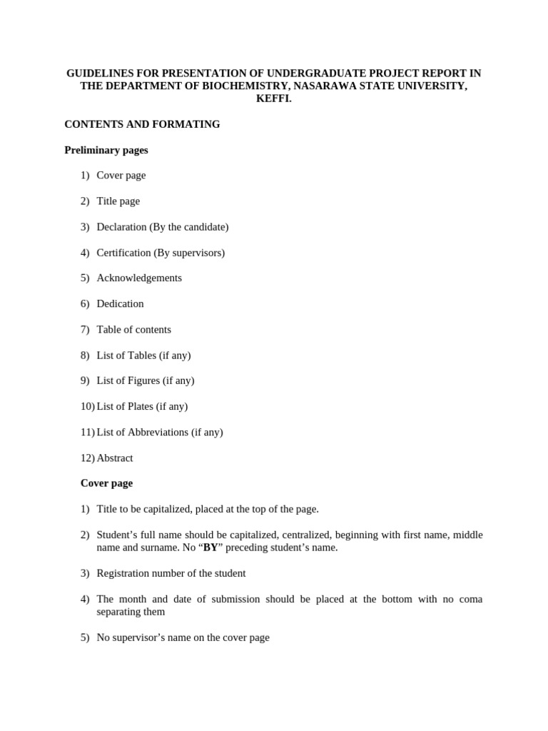 Undergraduate Project Report Guidelines | PDF | Thesis | Science